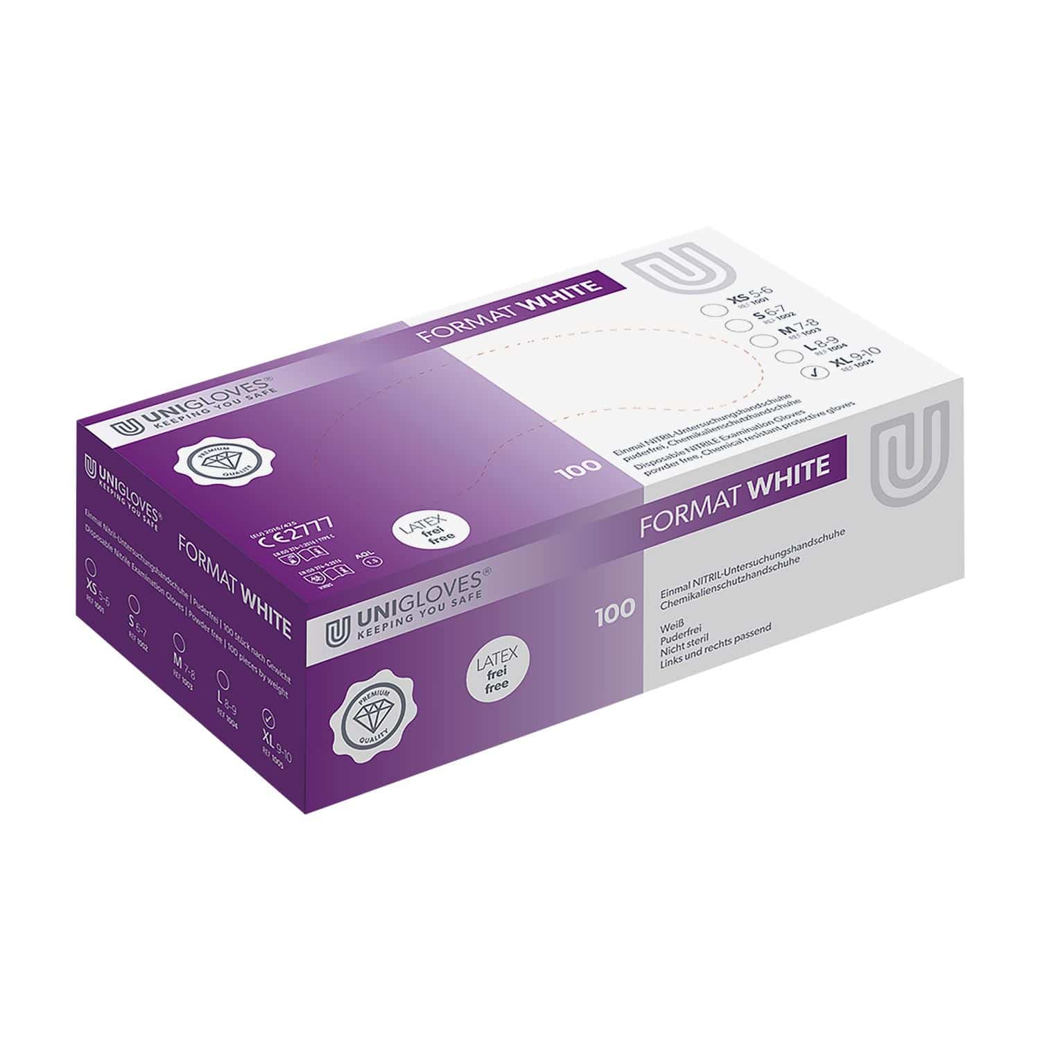 Unigloves Format(r) White XL | Examination Gloves – EconoMed