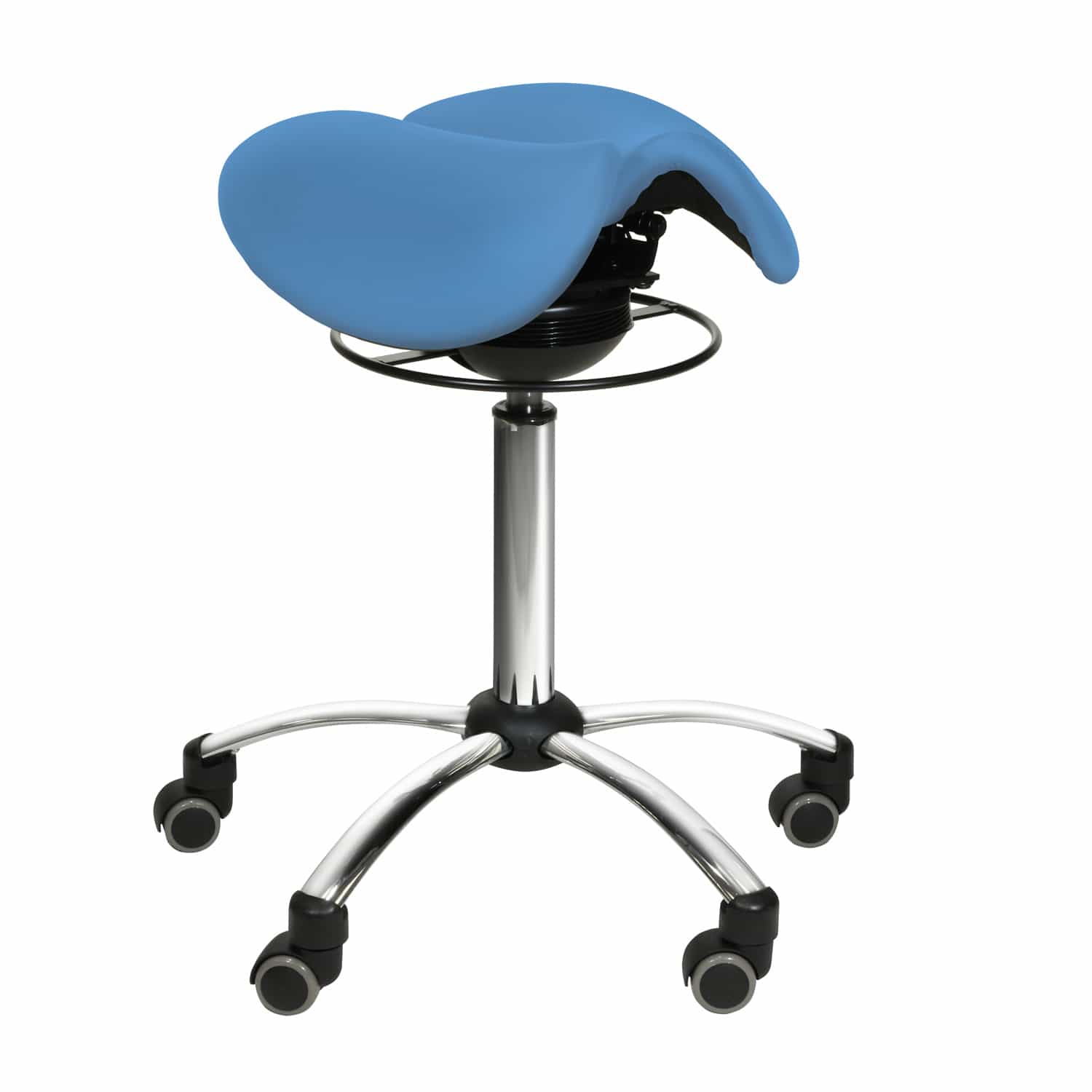Split Seat Saddle Stool light blue | Swivel Stools – EconoMed